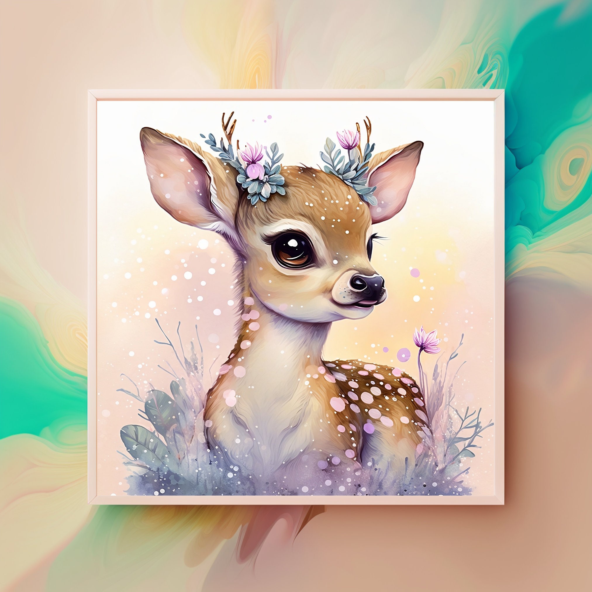 Elegant Deer in Watercolor Clipart - Digital Download File for Wall ...