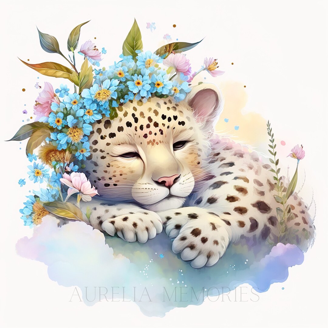 Leopard Watercolor Clipart Nursery Decor Baby Leopard Watercolor Cute ...