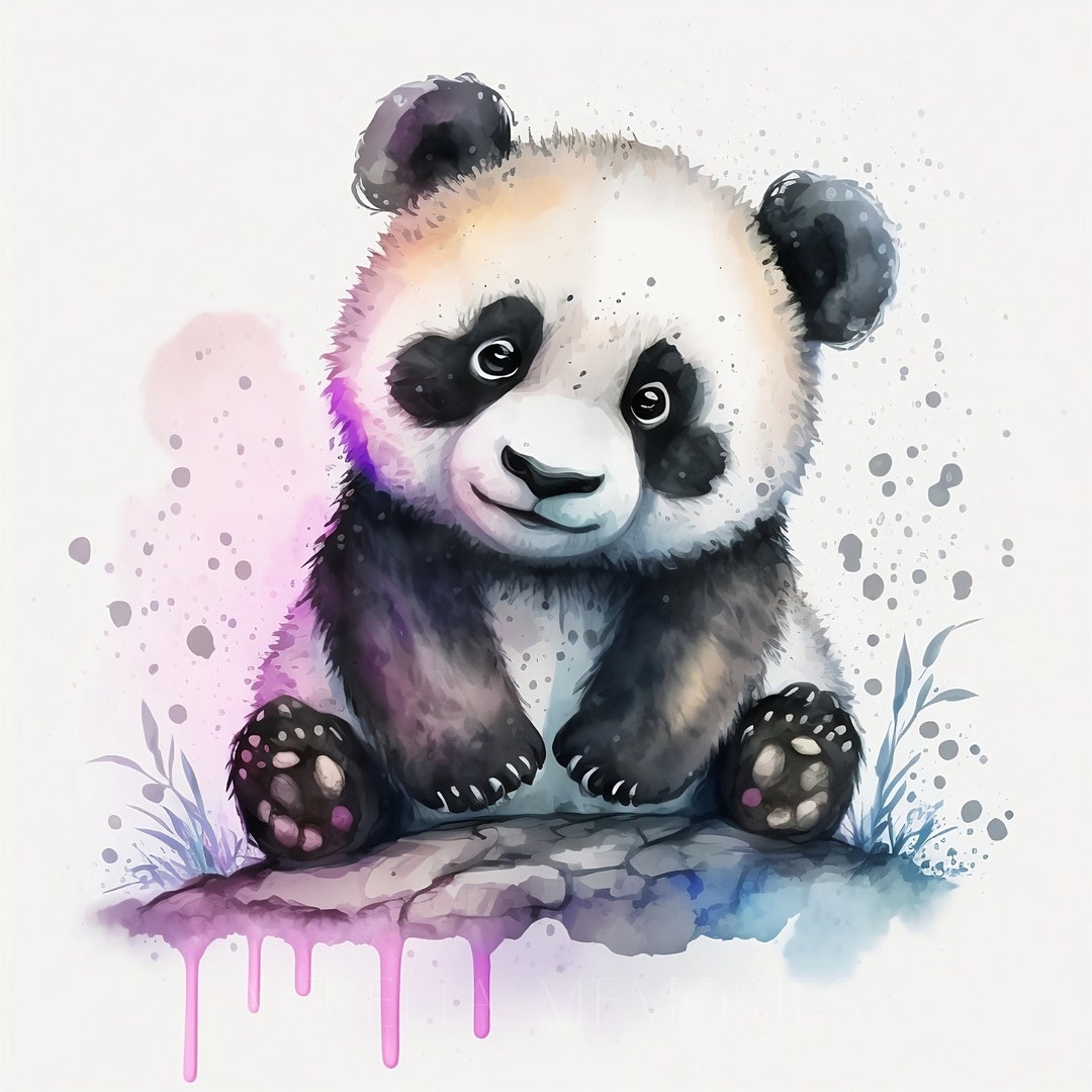 Panda Watercolor Clipart Nursery Decor Baby Panda Watercolor Cute Baby ...