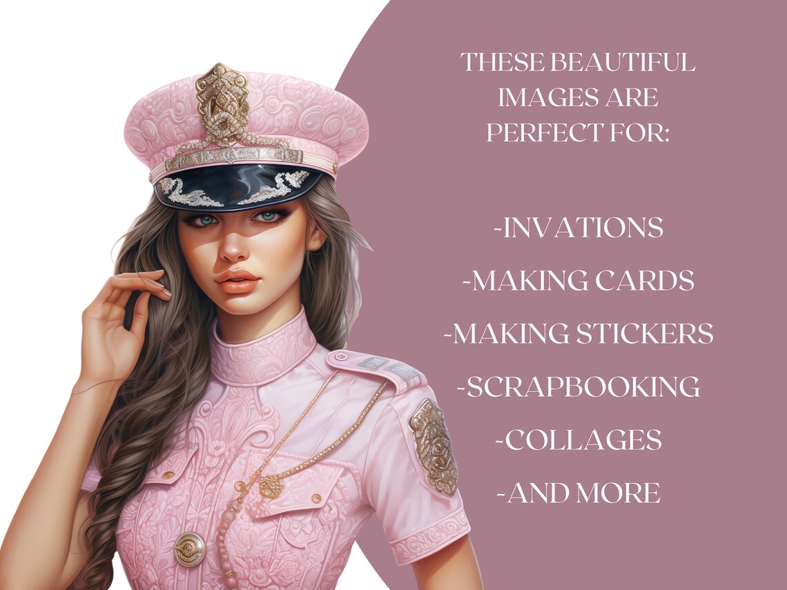 Romantic Policewoman Clipart 12 PNG Files Watercolor Police Clipart ...