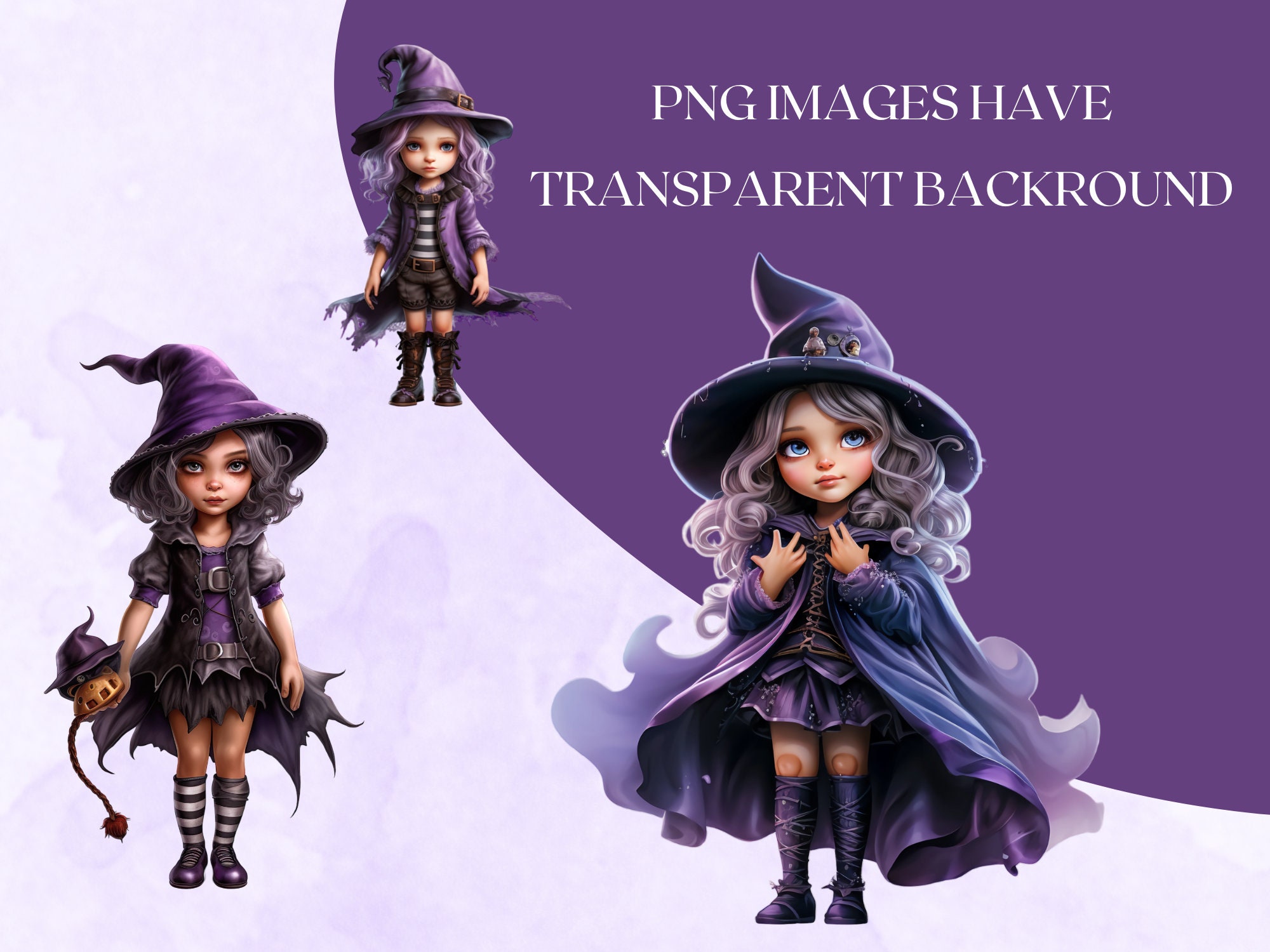Cute Little Purple Witch Clipart 8 PNG Files Little Witch Clipart ...