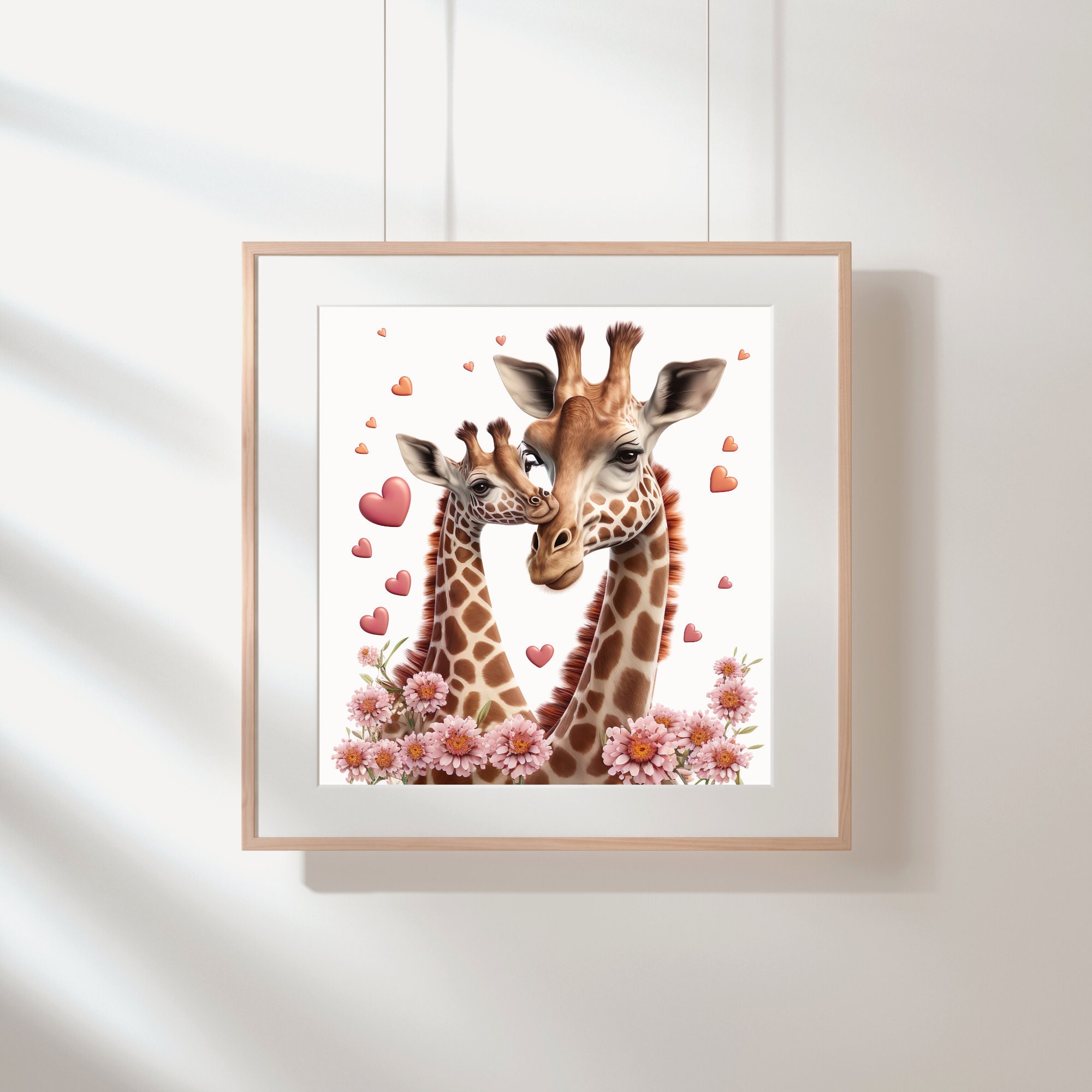 Giraffe Mom and Baby Watercolor Clipart Nursery Decor Giraffe ...