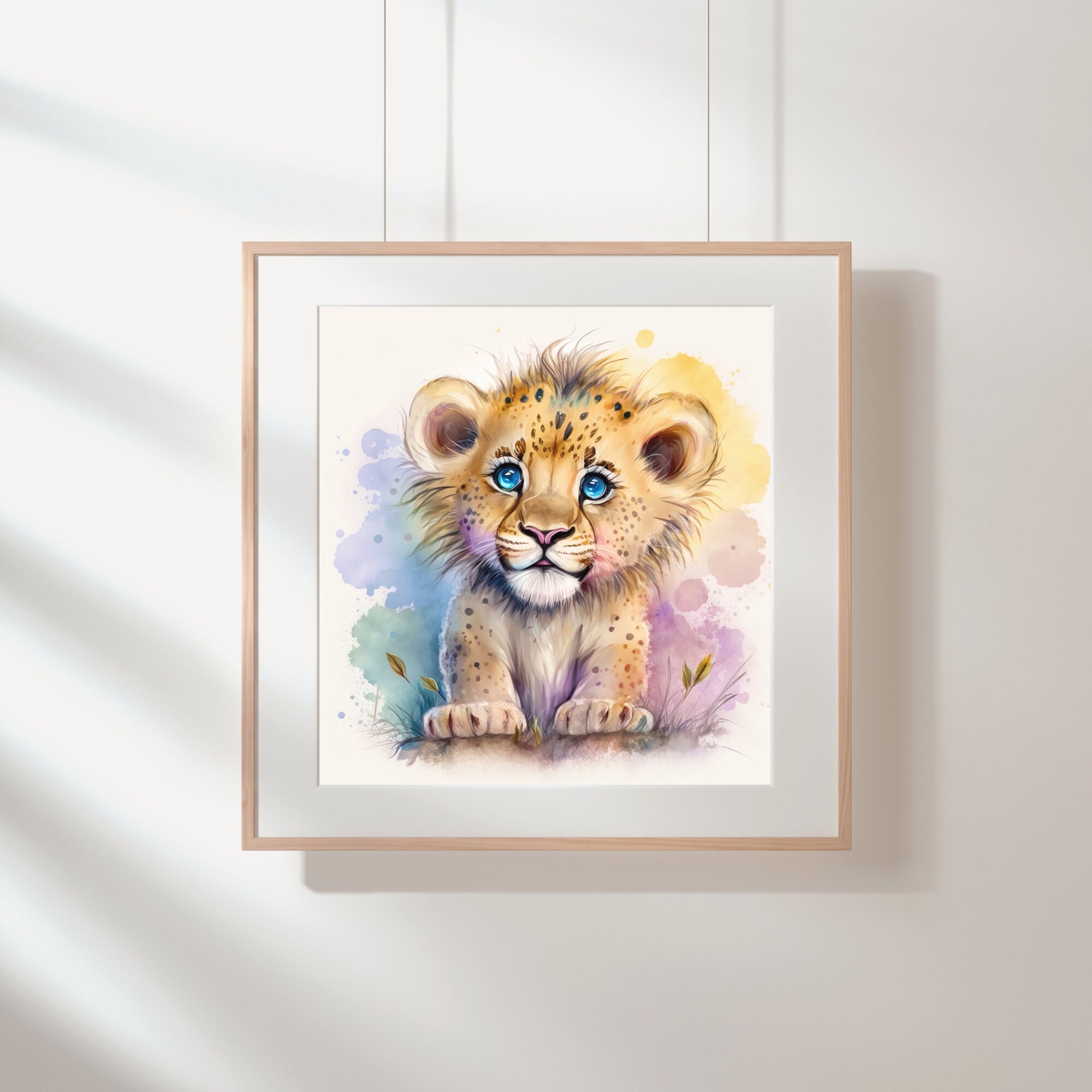Lion Watercolor Clipart Nursery Decor Baby Lion Watercolor Cute Baby ...