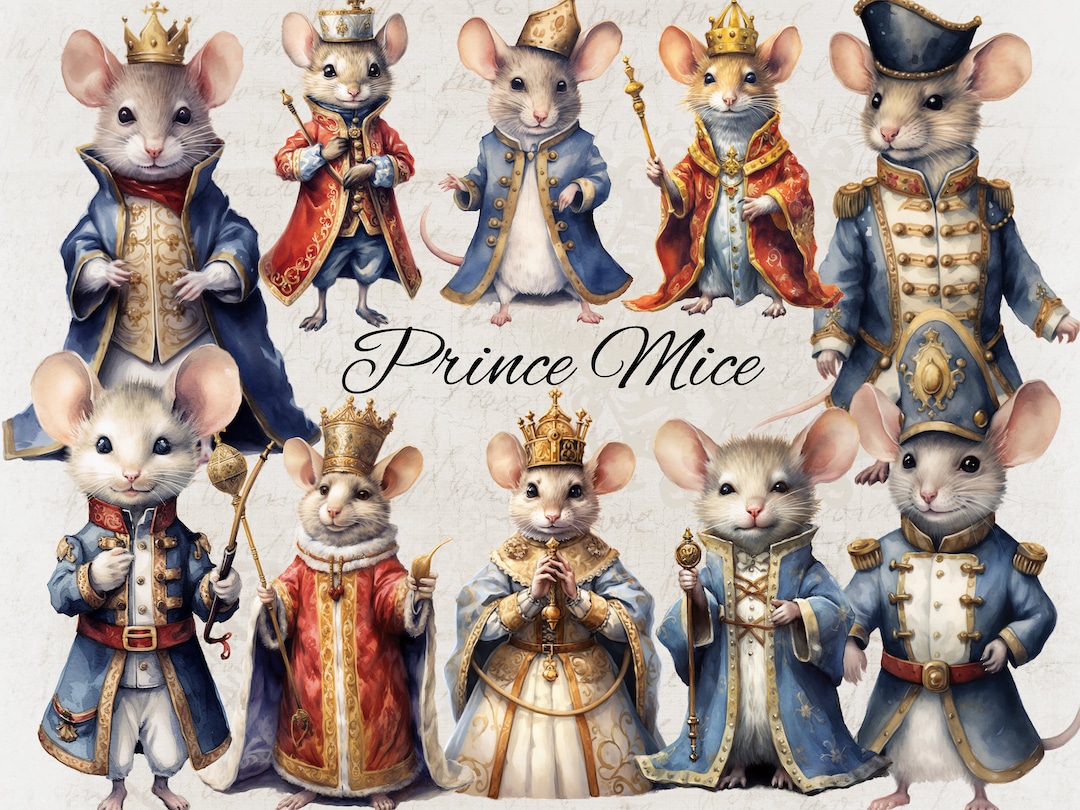 Watercolor Prince Mice Clipart 10 PNG Files Prince Mouse Clipart King ...
