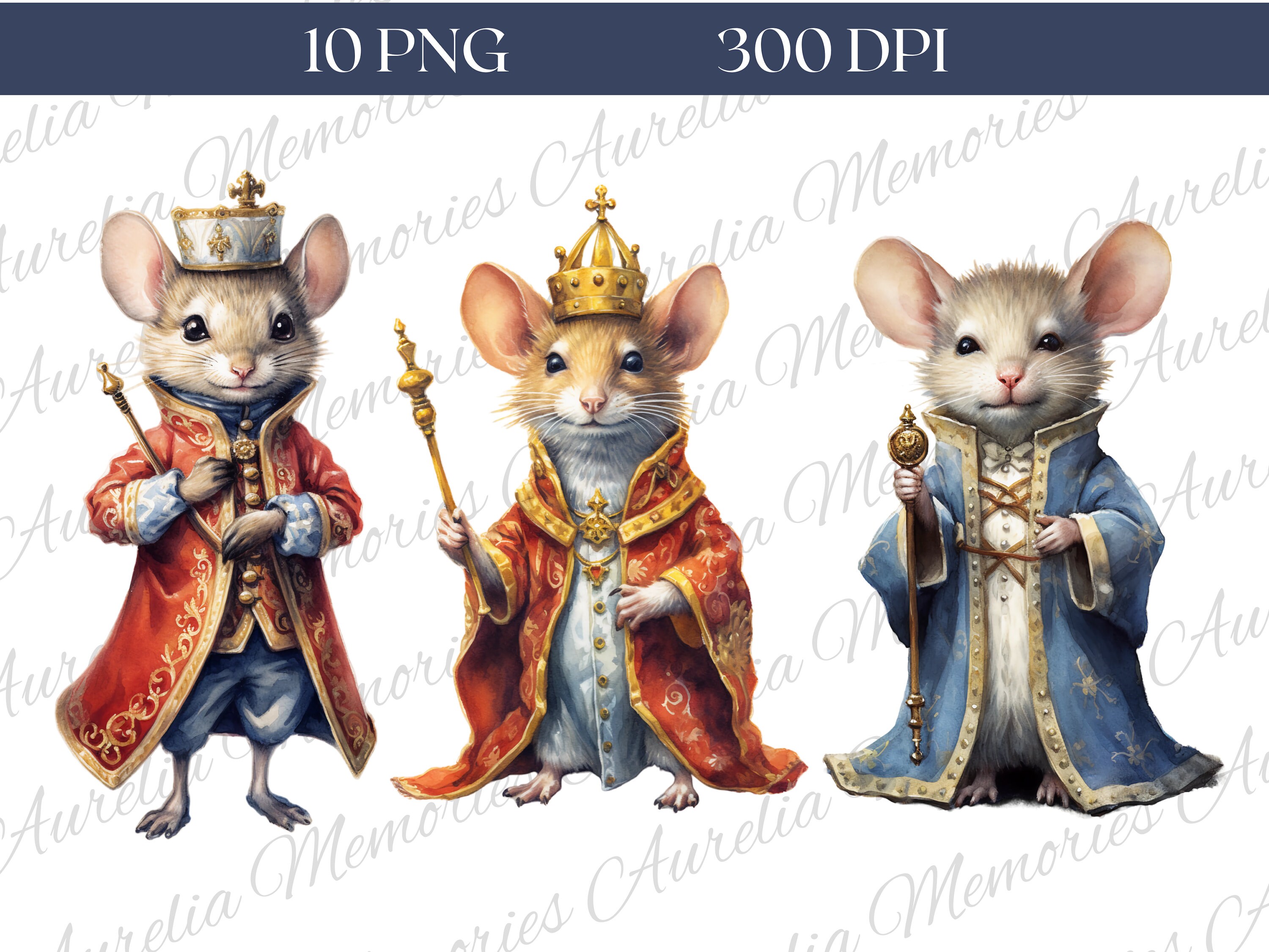 Watercolor Prince Mice Clipart 10 PNG Files Prince Mouse Clipart King ...
