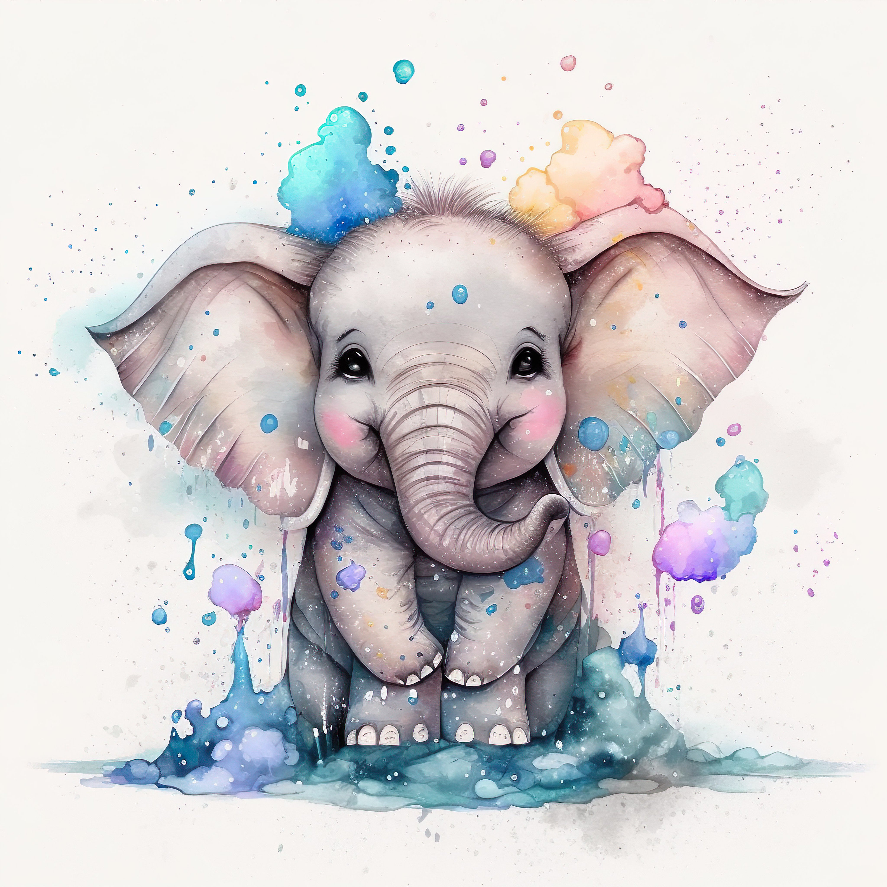 Elephant Watercolor Clipart Nursery Decor Baby Elephant Watercolor Cute ...