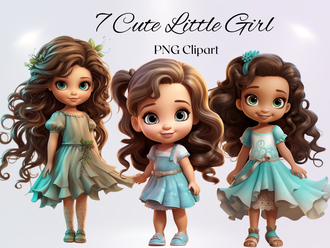 Cute Little Girls Clipart 7 PNG Files Girl With Blue Dress Latin Girl ...