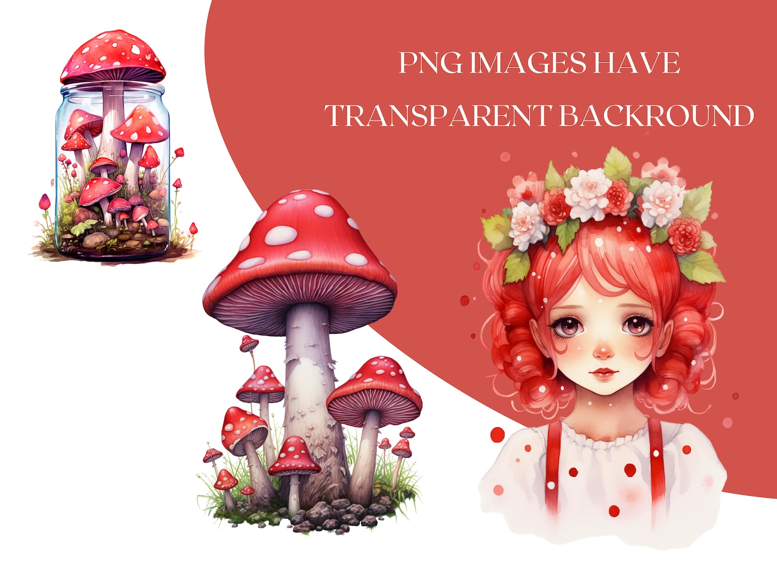 Watercolor Mushroom Pixie Clipart 8 PNG Files Fantasy Clipart Fairy ...