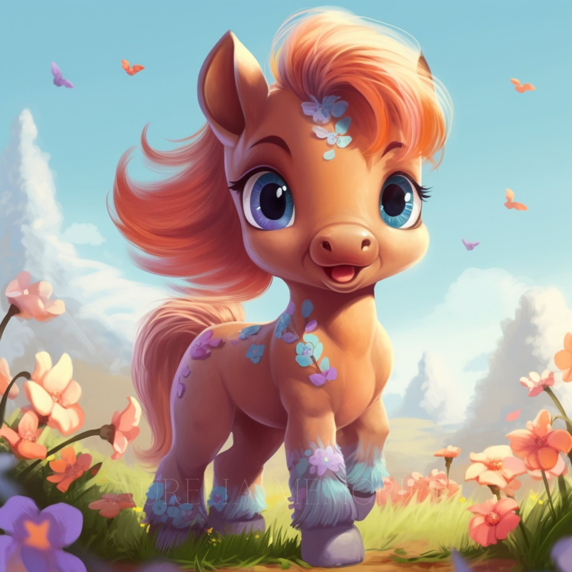 Cute Horse Clipart Nursery Decor Baby Pony Cute Baby Animal Floral ...