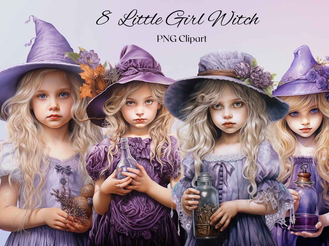 Little Purple Witch Clipart 8 PNG Files Little Witch Clipart Magical ...