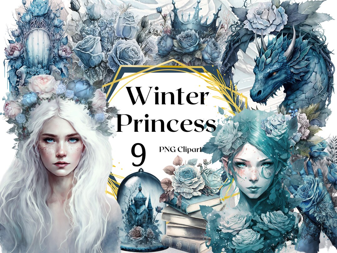 Watercolor Winter Princess Clipart 9 PNG Files Ice Cream Fantasy ...