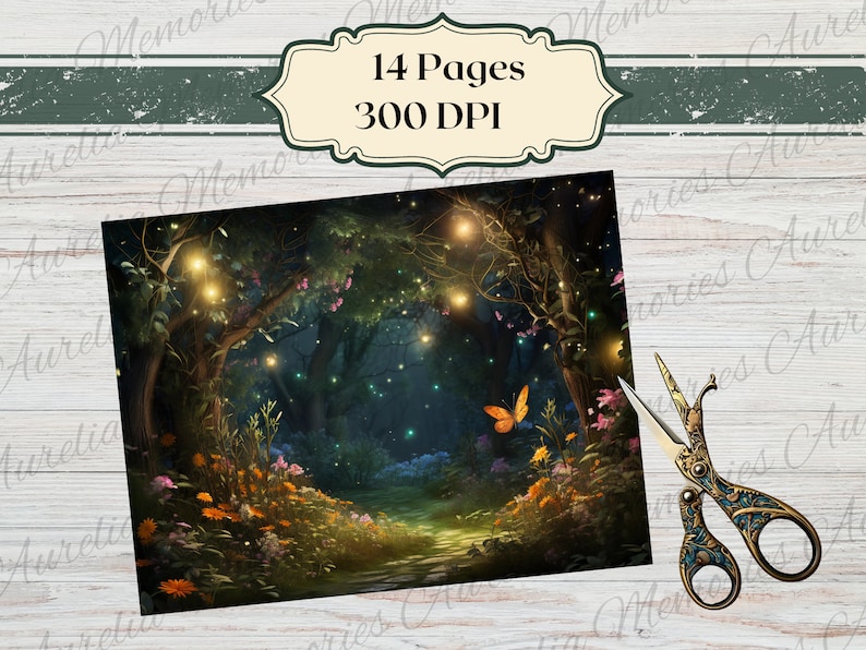 Fairytale Forest Digital Paper Green Forest Scrapbooking Paper Fantasy ...