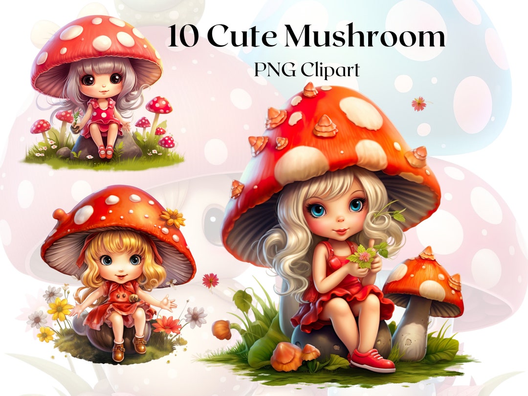 Watercolor Fantasy Mushrooms Clipart 10 PNG Files Fantasy Clipart ...