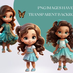 Cute Little Girls Clipart 7 PNG Files Girl With Blue Dress Latin Girl ...