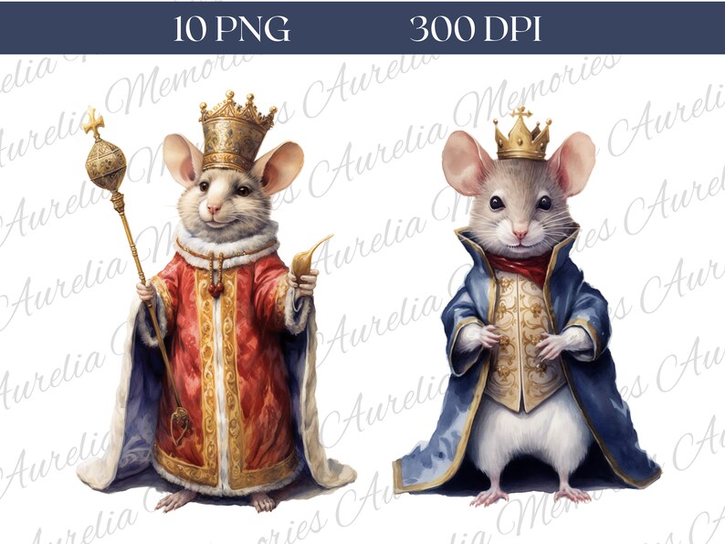 Watercolor Prince Mice Clipart 10 PNG Files Prince Mouse Clipart King ...