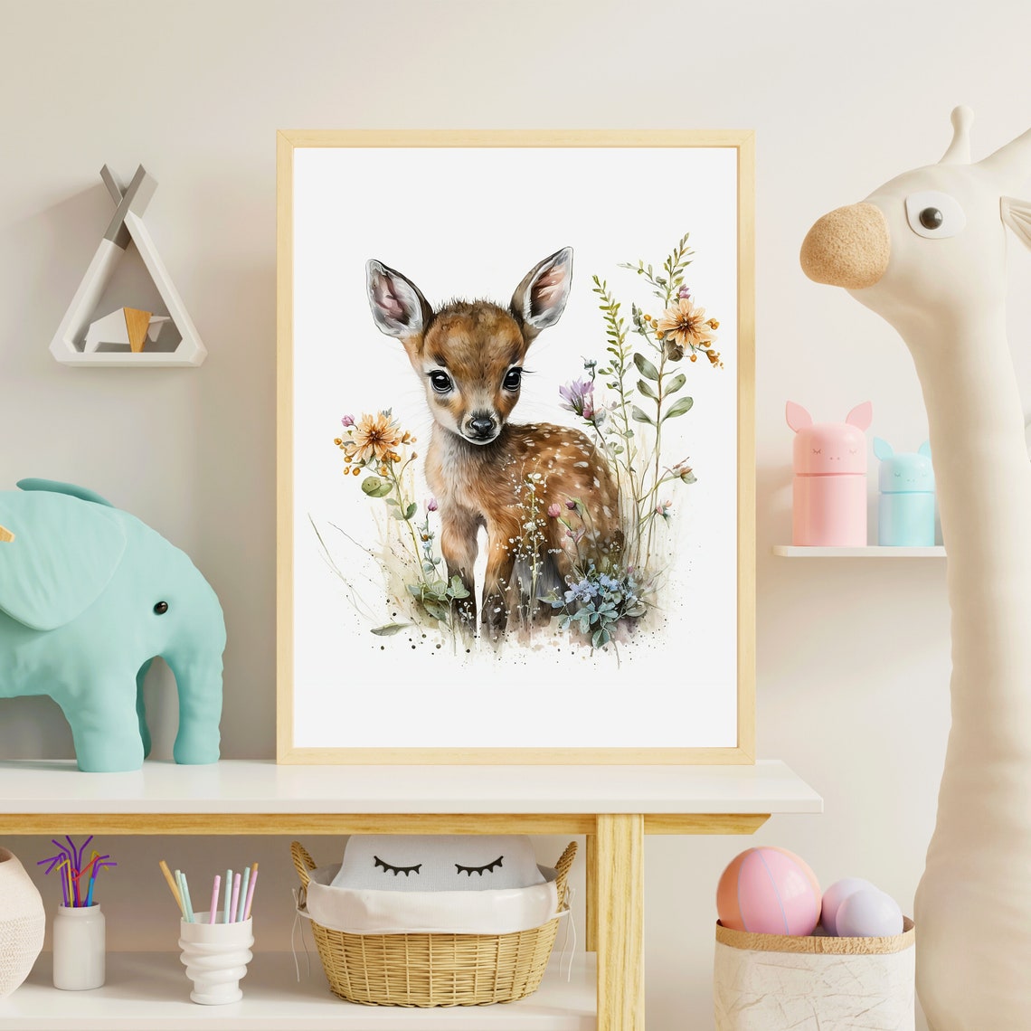 Cute Deer Watercolor Clipart - Digital Download for Baby Room Wall ...