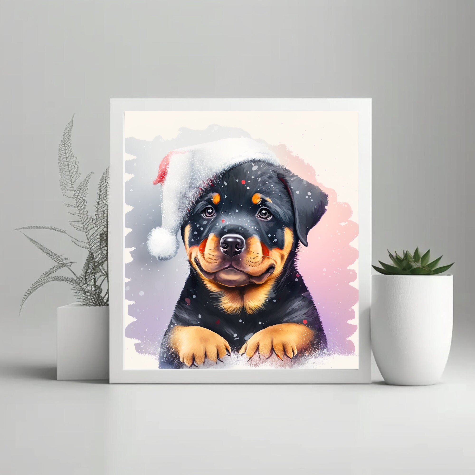 Rottweiler Watercolor Clipart Rottweiler Dog Watercolor Cute Baby Puppy ...