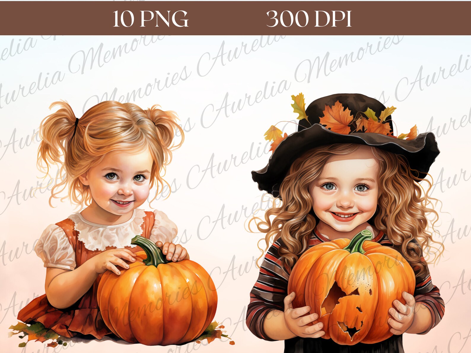Cute Little Pumpkin Girls Clipart 10 PNG Files Fall Girls Clipart Girls ...