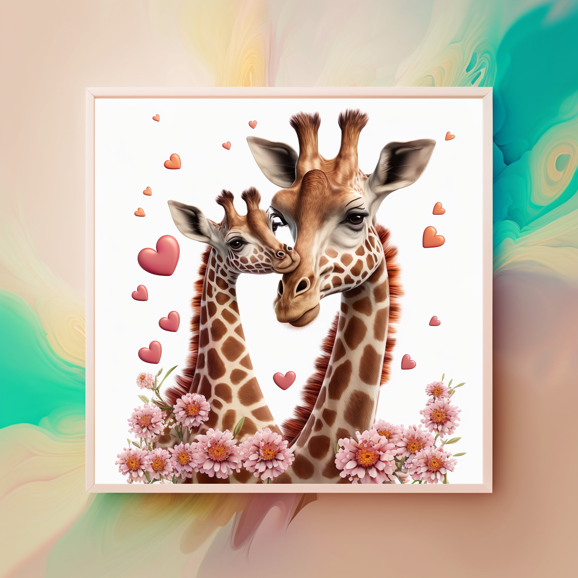 Giraffe Mom and Baby Watercolor Clipart Nursery Decor Giraffe ...
