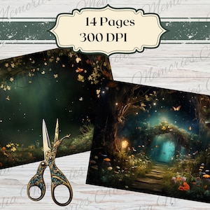 Fairytale Forest Digital Paper Green Forest Scrapbooking Paper Fantasy ...
