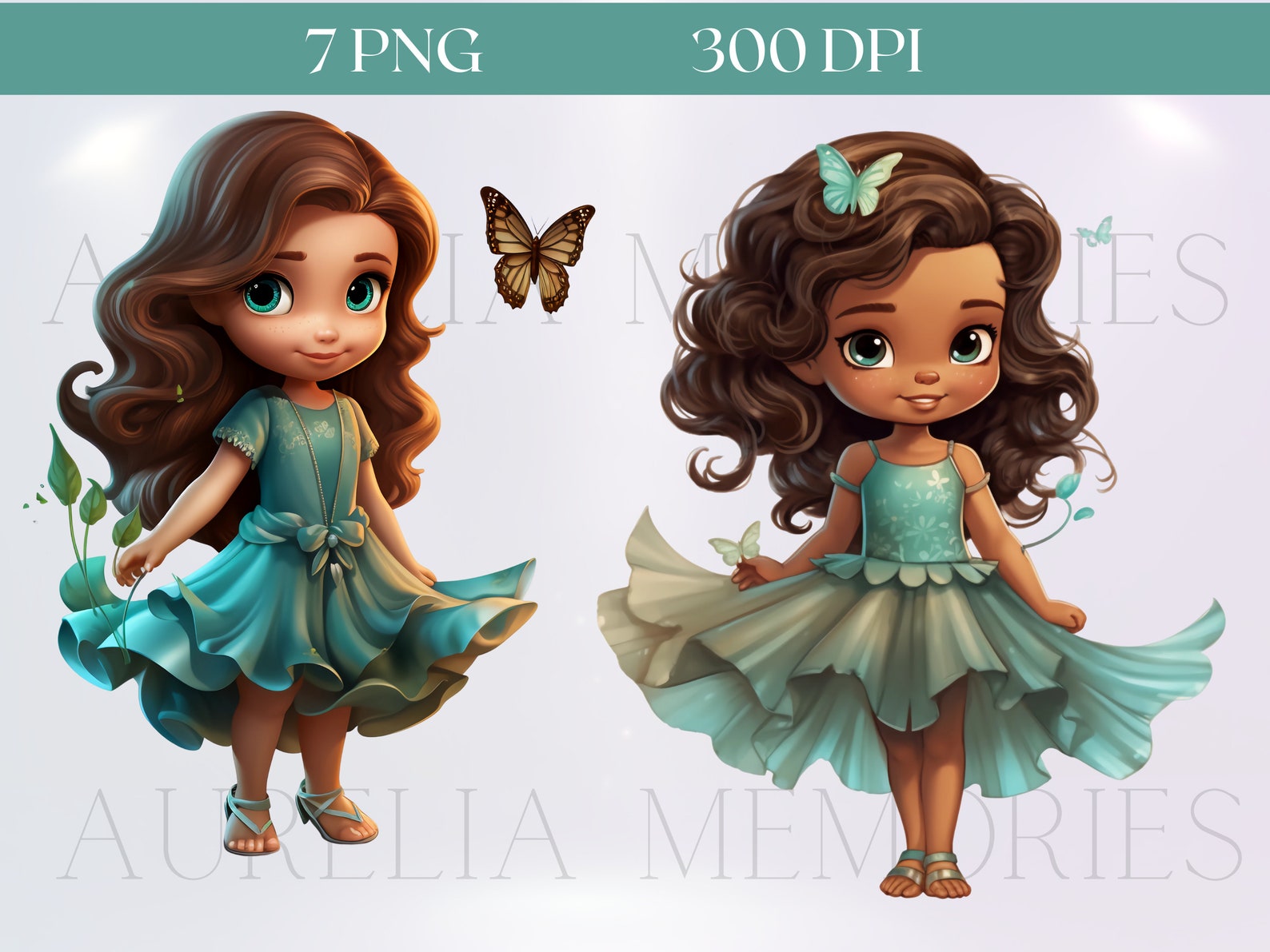 Cute Little Girls Clipart 7 PNG Files Girl With Blue Dress Latin Girl ...