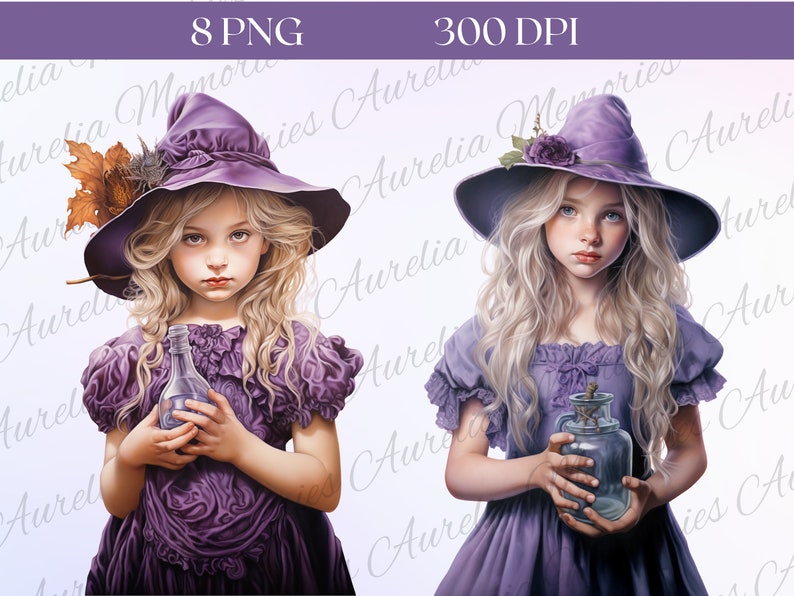 Little Purple Witch Clipart 8 PNG Files Little Witch Clipart Magical ...