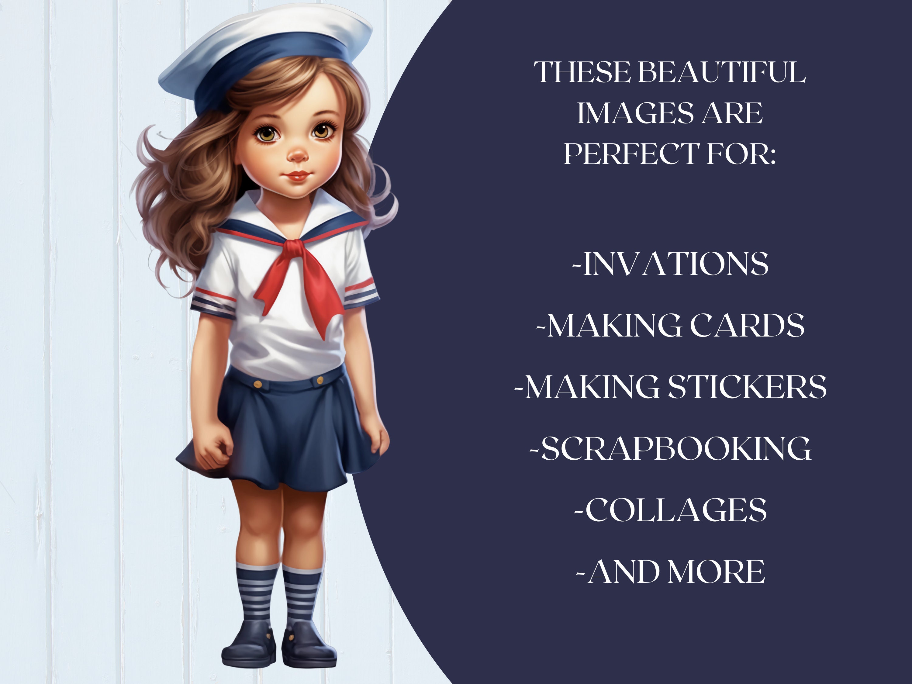 Sailor Little Girl Clipart Watercolor 12 PNG Files Nautical Girl Anchor ...