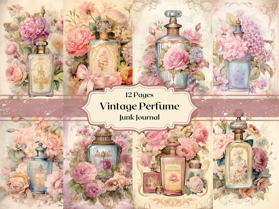 Victorian Fragrance Digital Paper Antique Perfumes With Flowers ...