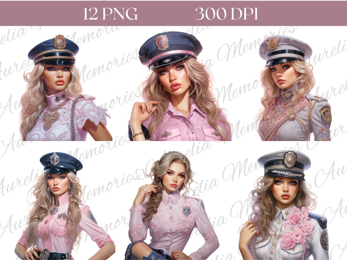 Romantic Policewoman Clipart 12 PNG Files Watercolor Police Clipart ...