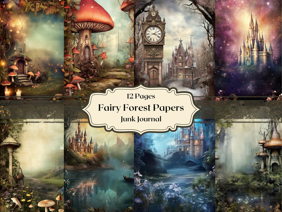 Enchanted Forest Digital Paper Fantasy Backgrounds Scrapbook Paper ...