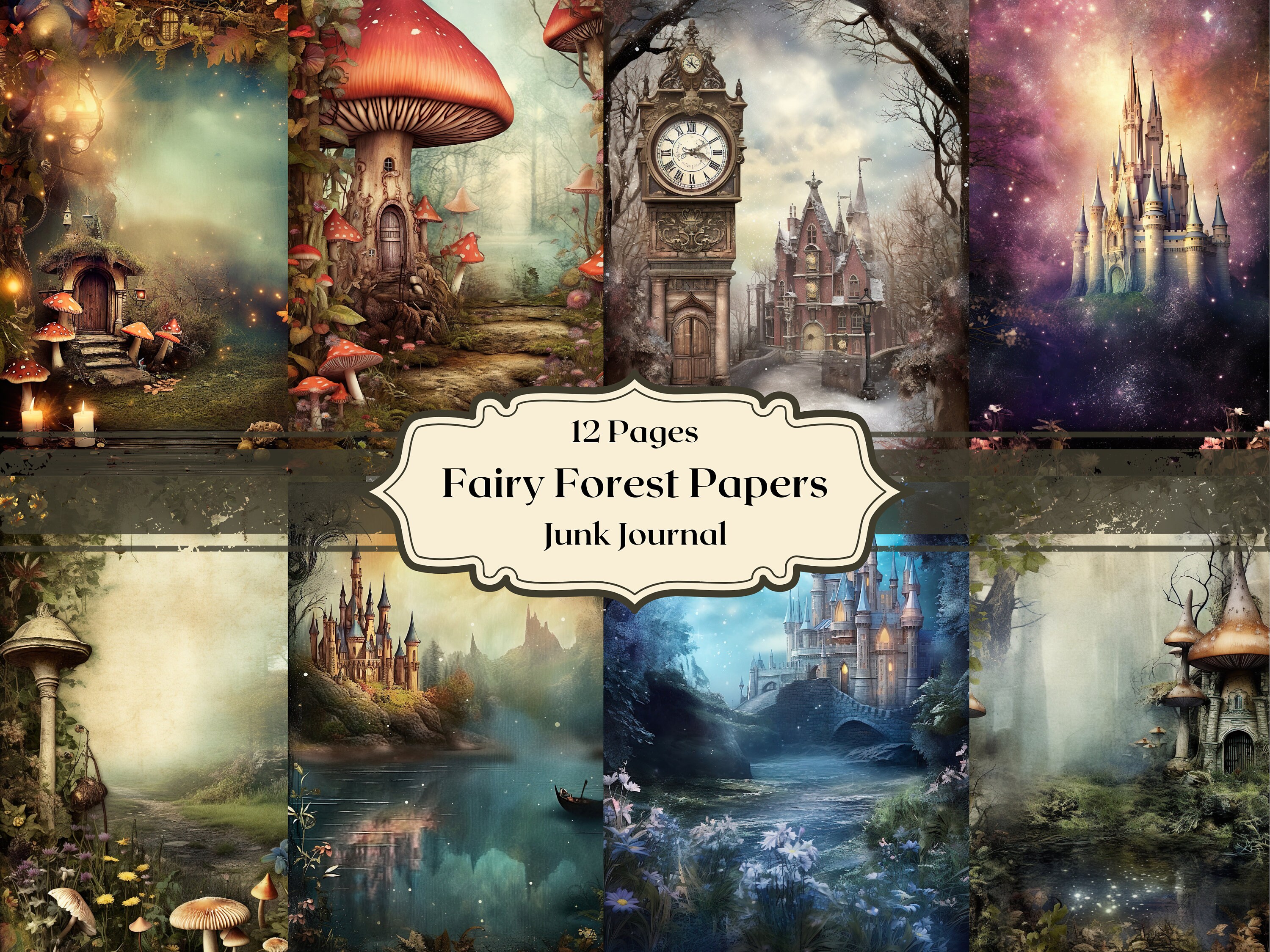 Enchanted Forest Digital Paper Fantasy Backgrounds Scrapbook - Etsy