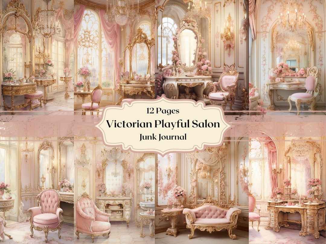 Victorian Playful Salon Digital Paper Pastel Pink Salon Scrapbooking ...