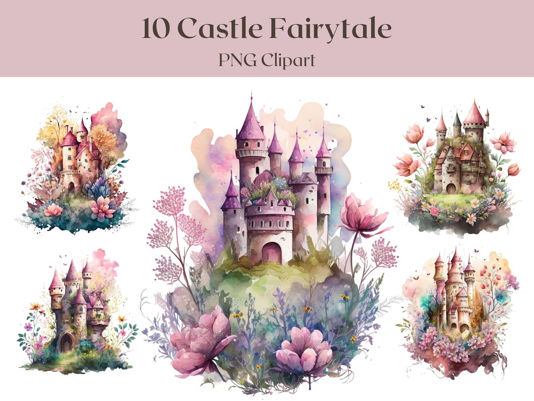 Castle Watercolor Clipart 10 PNG Files Magic Castle Clipart Watercolor ...