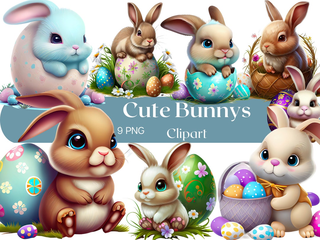 Bunny Clipart 9 PNG Files Animal Cute Bunnies Clipart Easter Clipart ...