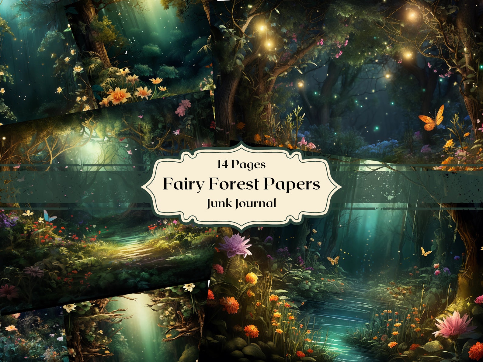 Fairytale Forest Digital Paper Green Forest Scrapbooking Paper Fantasy ...