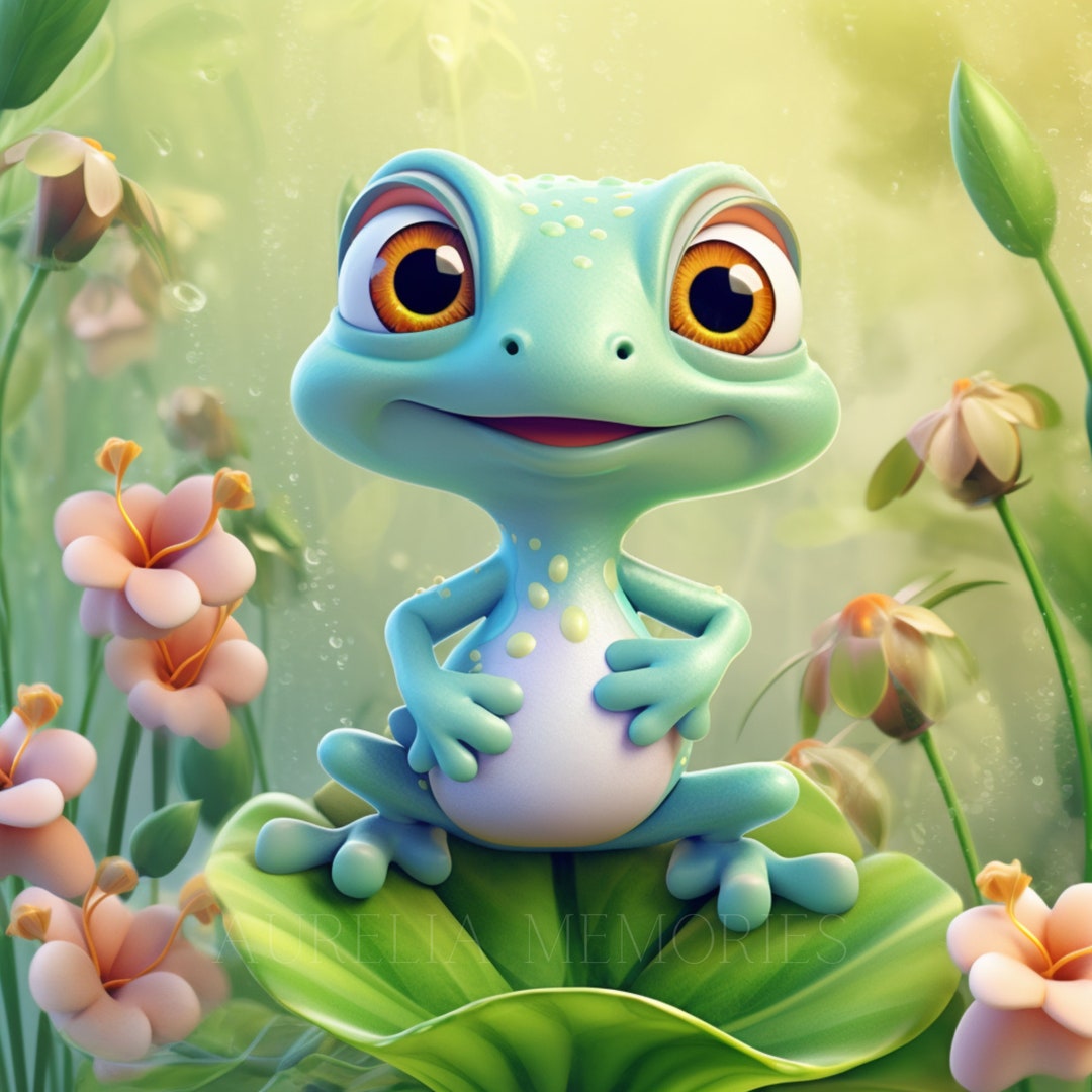 Frog Clipart Nursery Decor Baby Frog Cute Baby Animal Floral Clipart ...