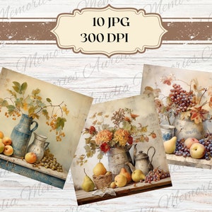 Vintage Shabby Chic Fruits Clipart 10 JPG Watercolor Fruits Digital ...