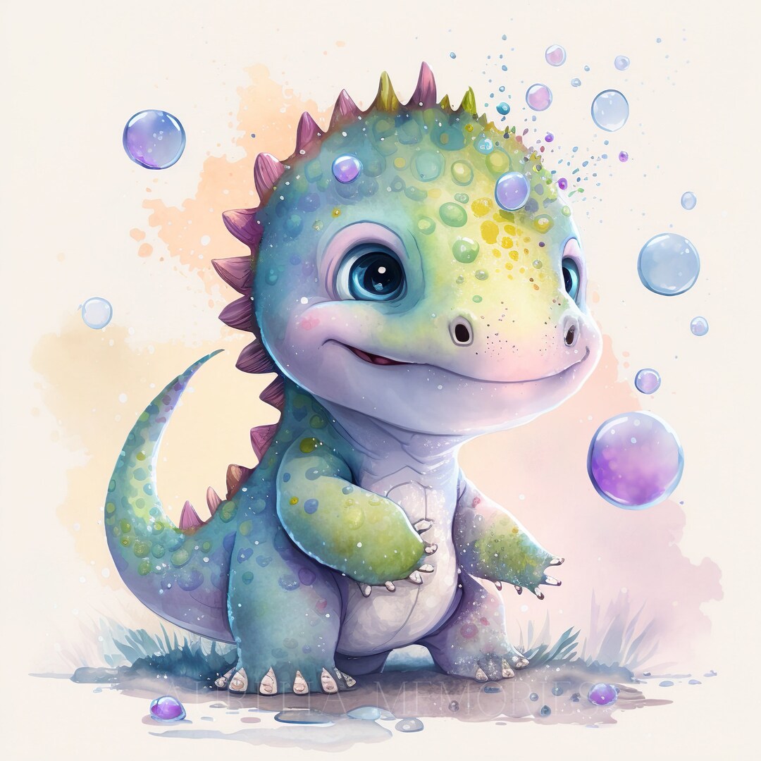 Dinosaur Watercolor Clipart Nursery Decor Baby Dino Clipart Cute Baby ...