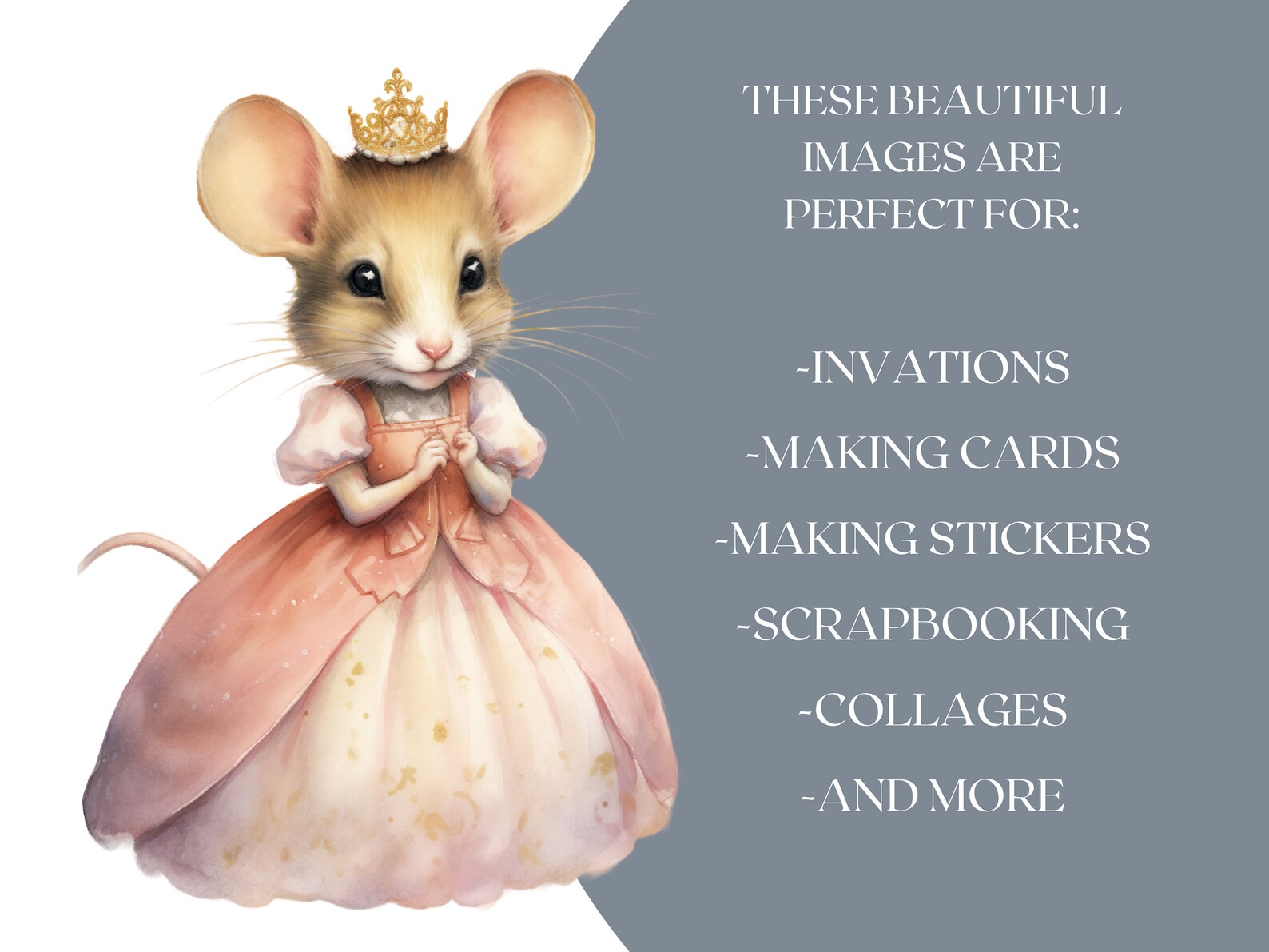 Watercolor Fairy Tale Mice Clipart 10 PNG Files Princess Mouse Clipart ...