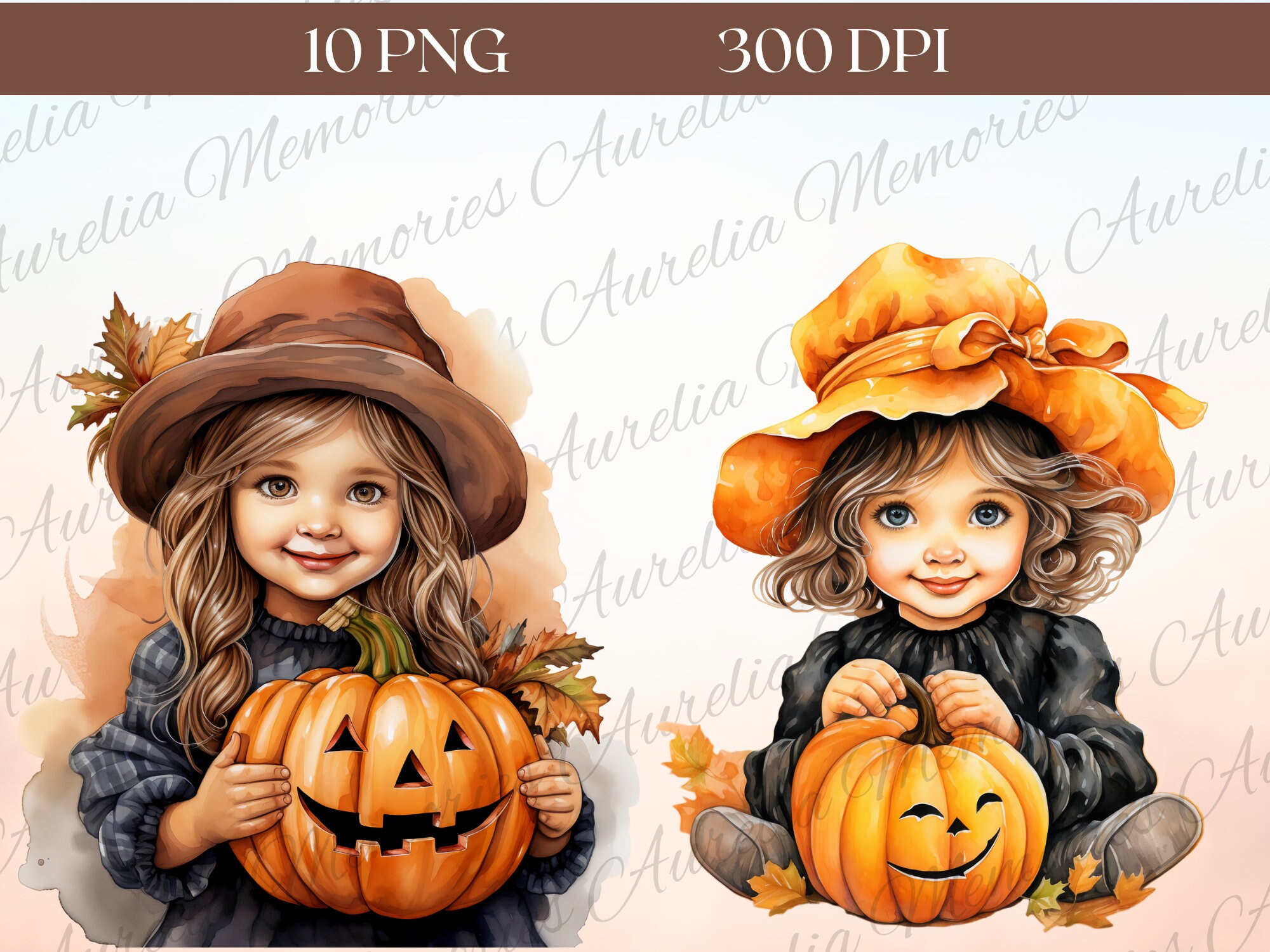 Cute Little Pumpkin Girls Clipart 10 PNG Files Fall Girls Clipart Girls ...