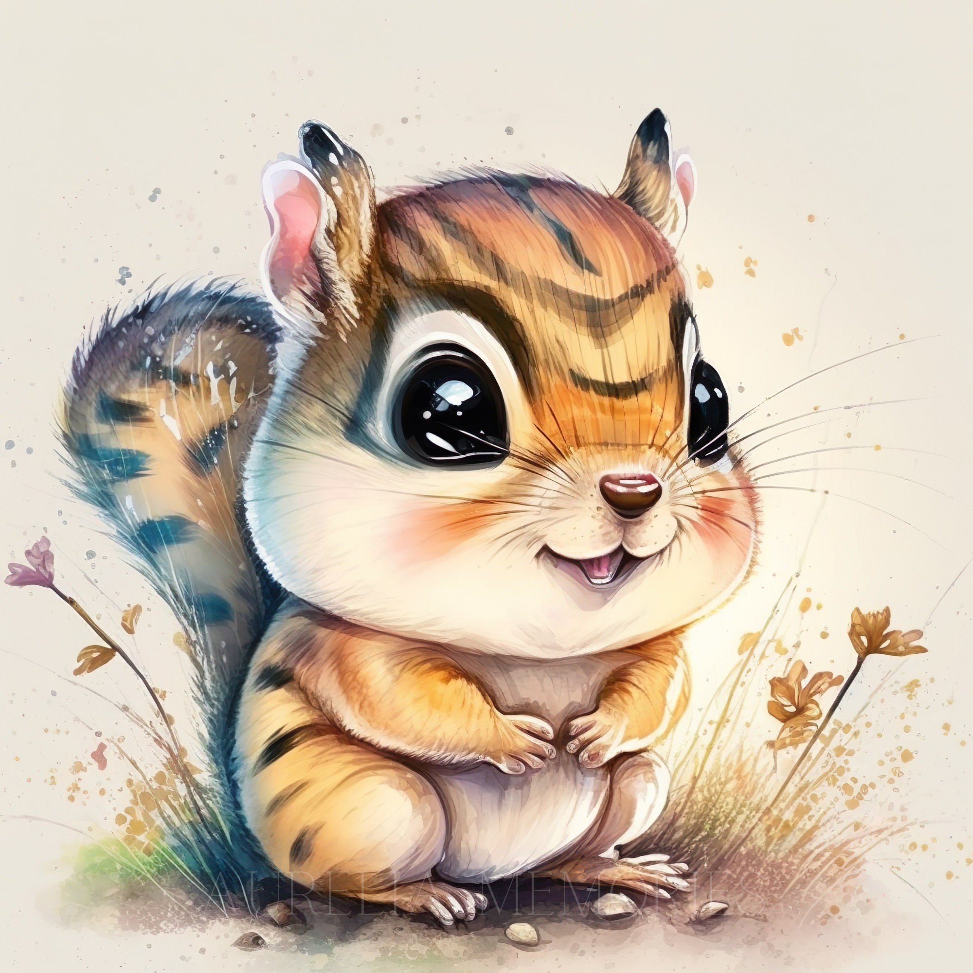 Chipmunk Watercolor Clipart Nursery Decor Baby Chipmunk Watercolor Cute ...