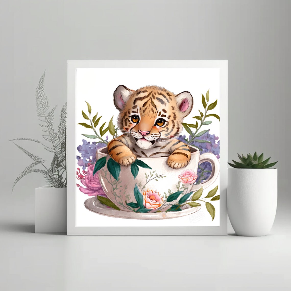 Tiger Watercolor Clipart Nursery Decor Baby Tiger Watercolor Cute Baby ...