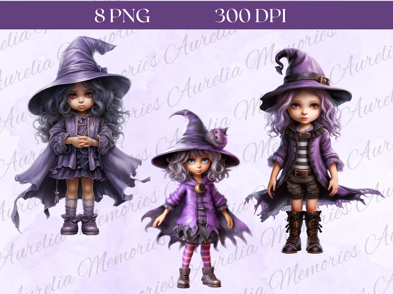 Cute Little Purple Witch Clipart 8 PNG Files Little Witch Clipart ...