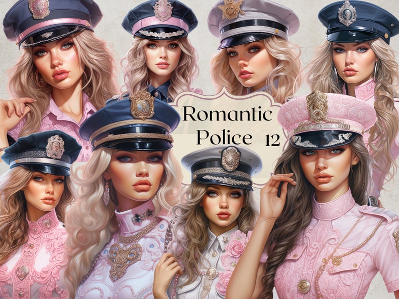 Romantic Policewoman Clipart 12 PNG Files Watercolor Police Clipart ...