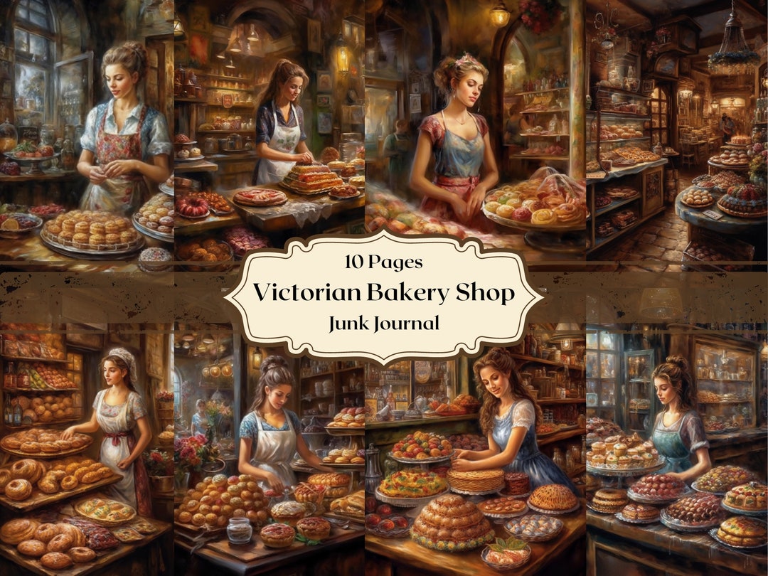 Victorian Bakery Digital Paper Watercolor Vintage Women in Bakery Paper ...