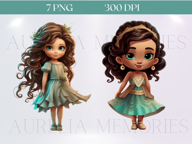 Cute Little Girls Clipart 7 PNG Files Girl With Blue Dress Latin Girl ...
