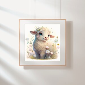 Sheep Watercolor Clipart Nursery Decor Baby Sheep Watercolor Cute Baby ...