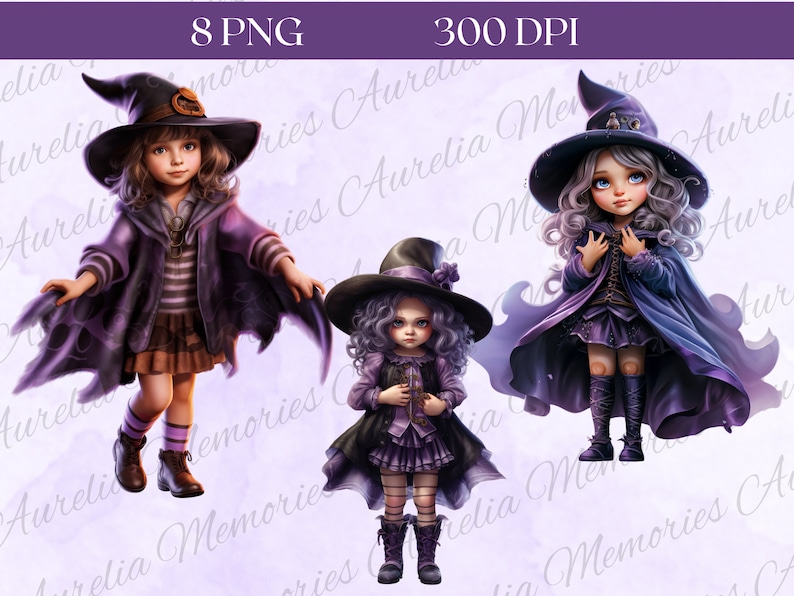 Cute Little Purple Witch Clipart 8 PNG Files Little Witch Clipart ...