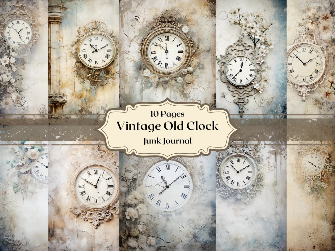 Vintage Old Clock Digital Paper Old Printable Backgrounds Scrapbooking ...
