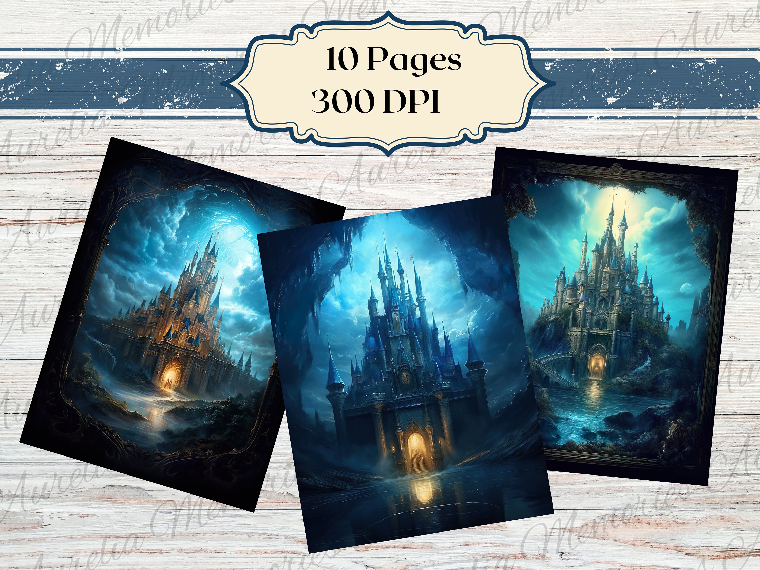 Dark Fantasy Castle Digital Paper Magical Backgrounds Scrapbook Paper ...